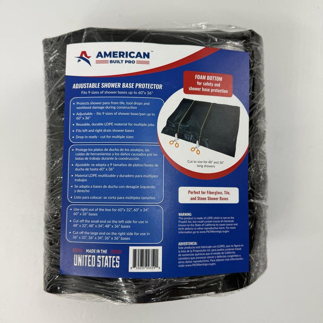 Adjustable 60" x 36" Multifit (9 configurations) Reusable Shower Base ...